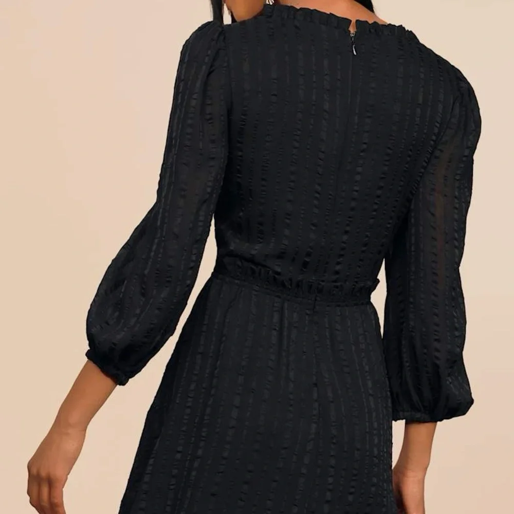 Lulus | Dresses | Nwt Forever In My Heart Black Striped Balloon Sleeve ...